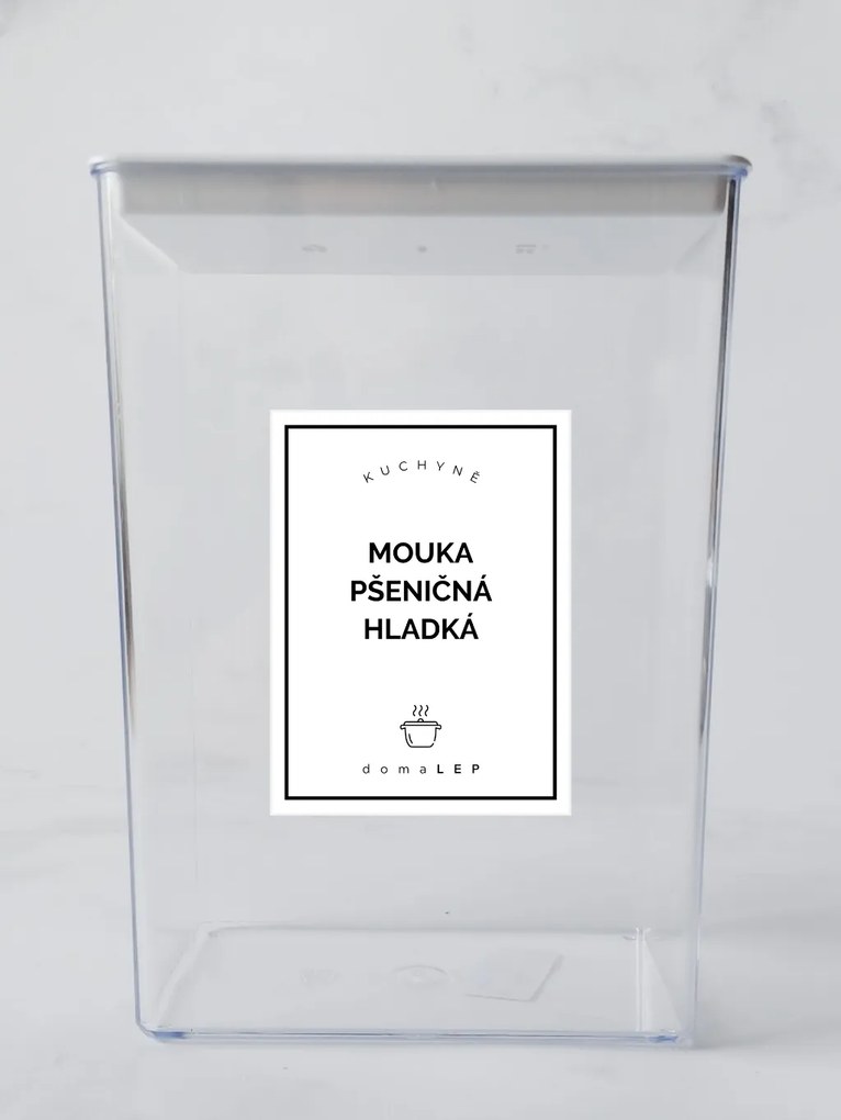 MOUKA PŠENIČNÁ HLADKÁ - omyvatelná samolepka na dózu, výběr rozměrů Ø 5 cm / 5 x 5 cm / 6 x 8 cm | DomaLEP