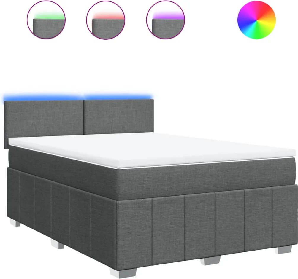 Box spring postel s matrací tmavě šedý 140 x 190 cm textil 3289357