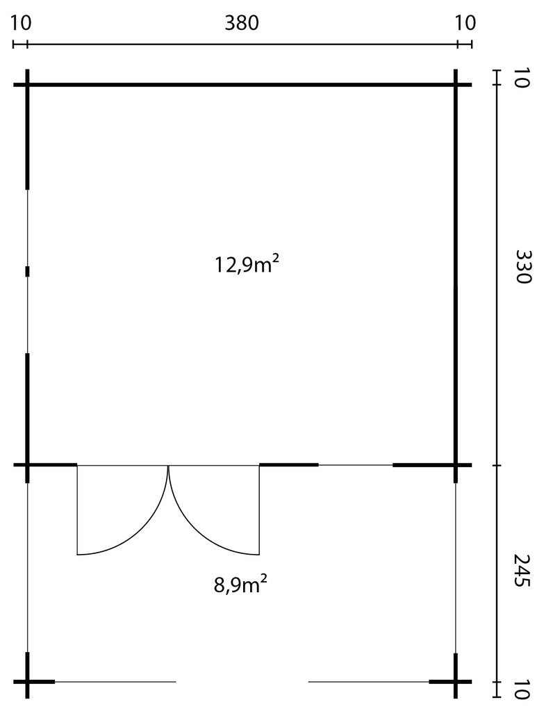 Domek Marta 400x595cm, 2,5m terasa, 40mm