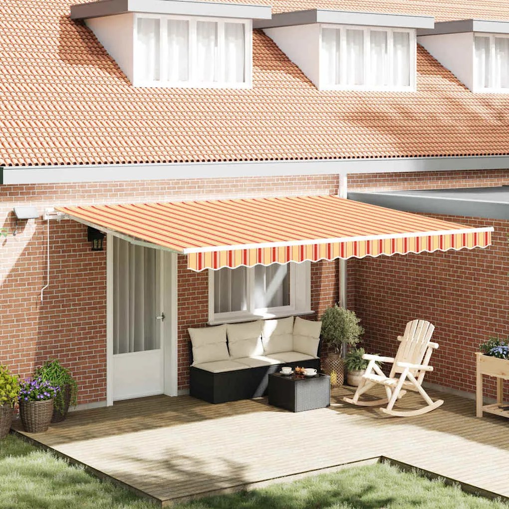Stahovací markýza Žlutá a oranžová 450 × 300 cm Látka a hliník 3330900