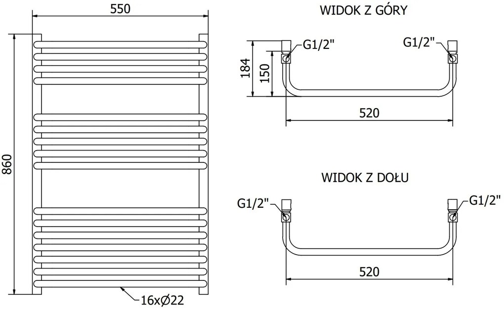 Mexen Apollo, elektrické topné těleso 860x550 mm + topná tyč 600 W, bílá, W117-0860-550-2600-20