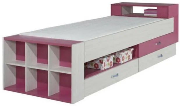 Dětská postel M1 KM17 M1 : Dekor Jasan / růžová