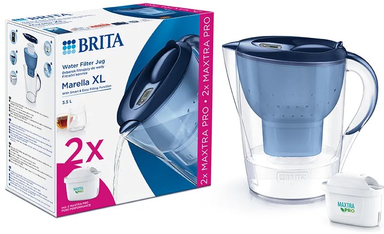 Brita Sada filtrační konvice Marella XL, 3,5 l, modrá + 2 filtry Maxtra Pro Pure Peformance 1052786