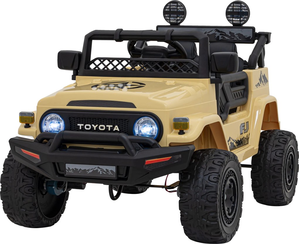 Ramiz Elektrické autíčko Toyota FJ Cruiser béžové + ovladač + pohon 4x4 + LED a audio + EVA kola + plynulý rozjezd