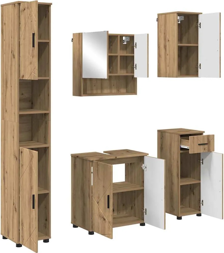 Sada koupelnového nábytku 5 ks Artisanový dub 61 x 35 x 64 cm 3393002