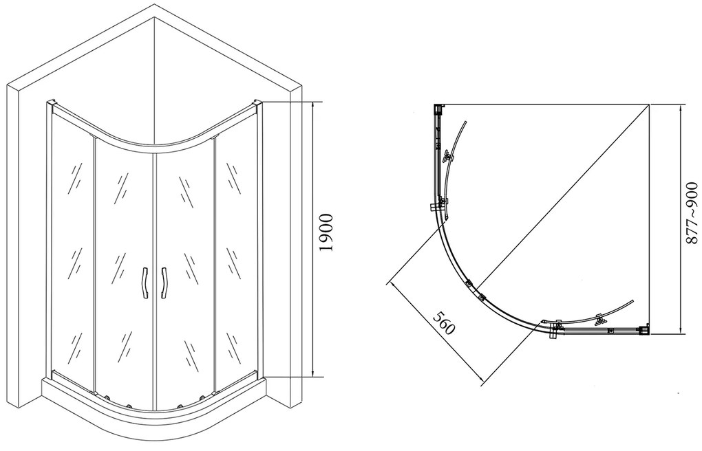 GELCO čtvrtkruhová sprchová zástěna 900x900x1900mm, čiré sklo, AG4290 + vanička