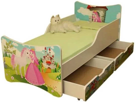 MAXMAX Dětská postel se šuplíkem 180x90 cm - PRINCEZNA