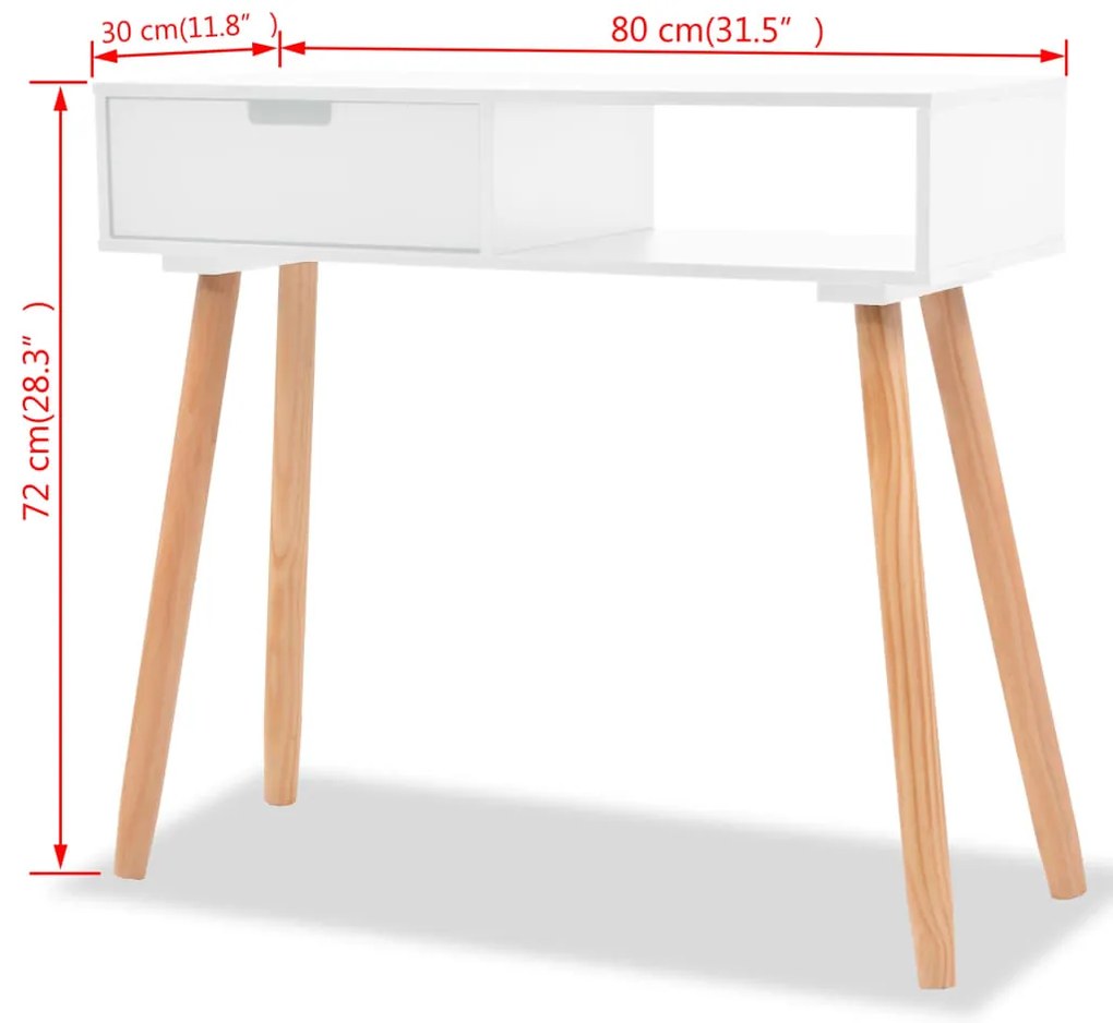 vidaXL Marketos Odkládací stolek, masivní borovice, 80x30x72 cm, bílý