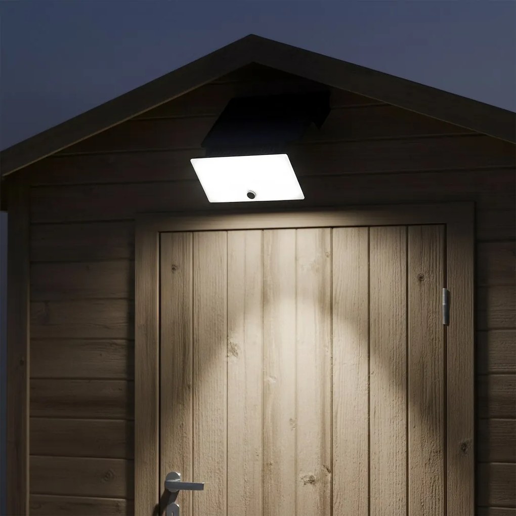 Exteriérové solární nástěnné LED svítidlo Fuji, 1x LED 8w, černá, pohybový senzor