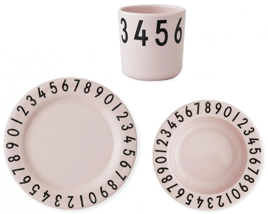 DESIGN LETTERS Set dětského nádobí The Numbers Pink, růžová barva, melamin