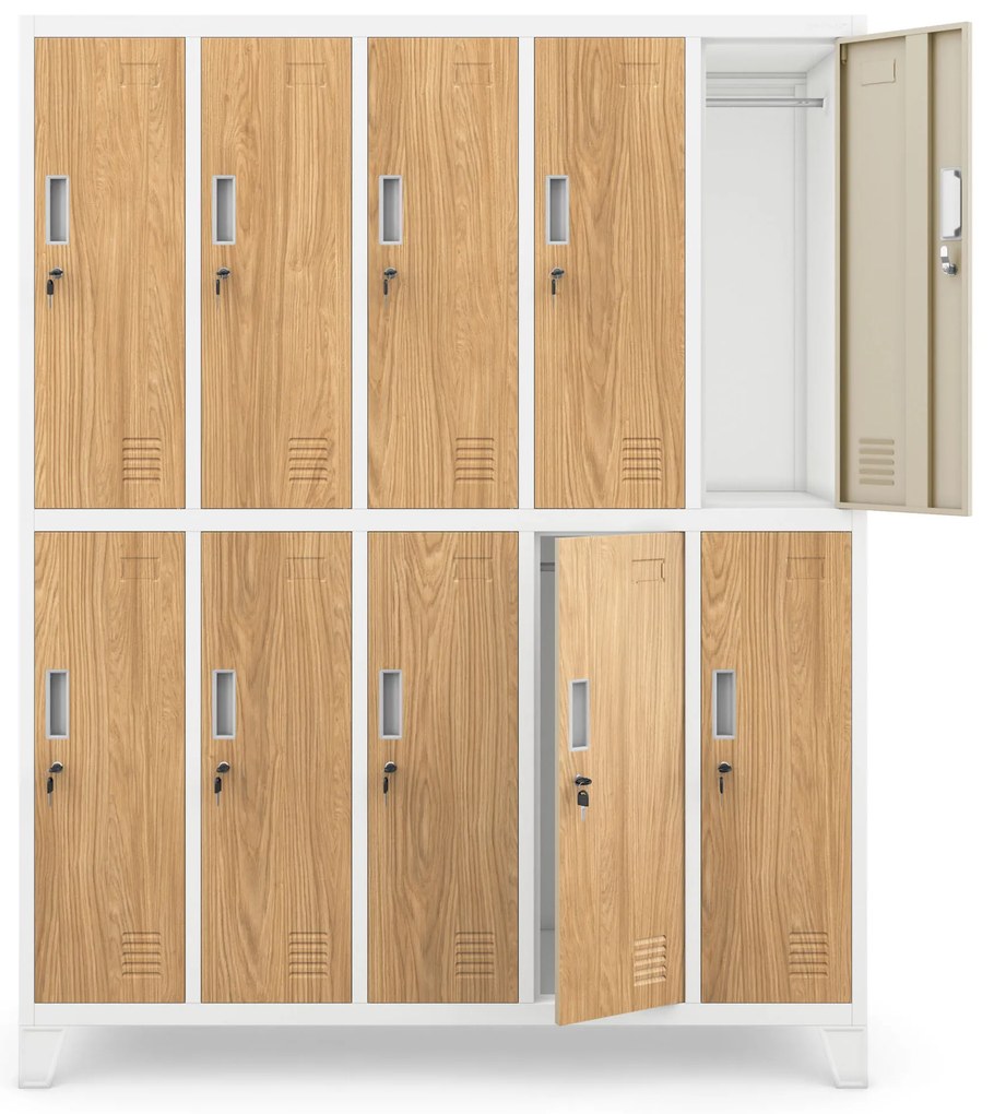 Šatní skříň 10-dveřová, bílá/zlatý dub, 1360x1720x450 mm: BARTEK Eco Design