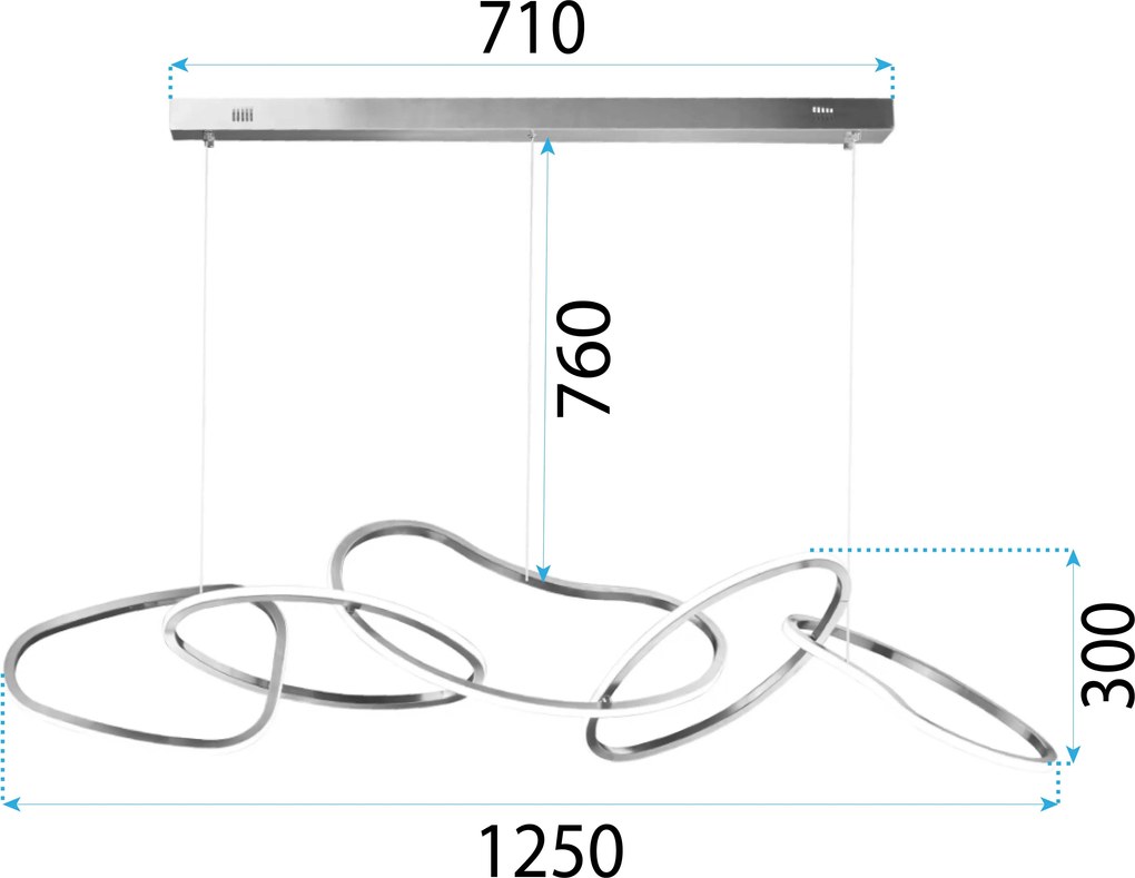 Toolight Toolight, LED stropní svítidlo 60W APP1054-CP, zlatá, OSW-08882