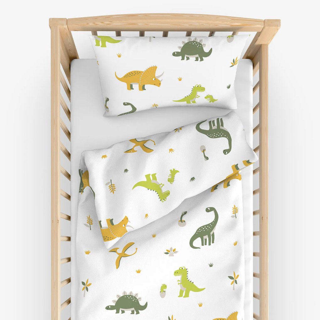Goldea dětské bavlněné povlečení do postýlky - dinosauří dobrodružství 100 x 135 a 40 x 60 cm