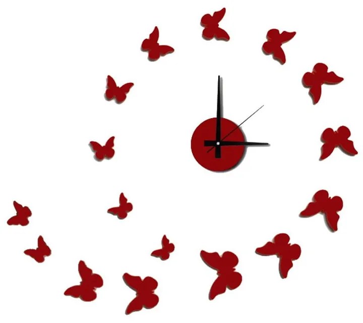 Nástěnné nalepovací hodiny Mauro Ferretti Butterflies Red, ⌀ 60 cm