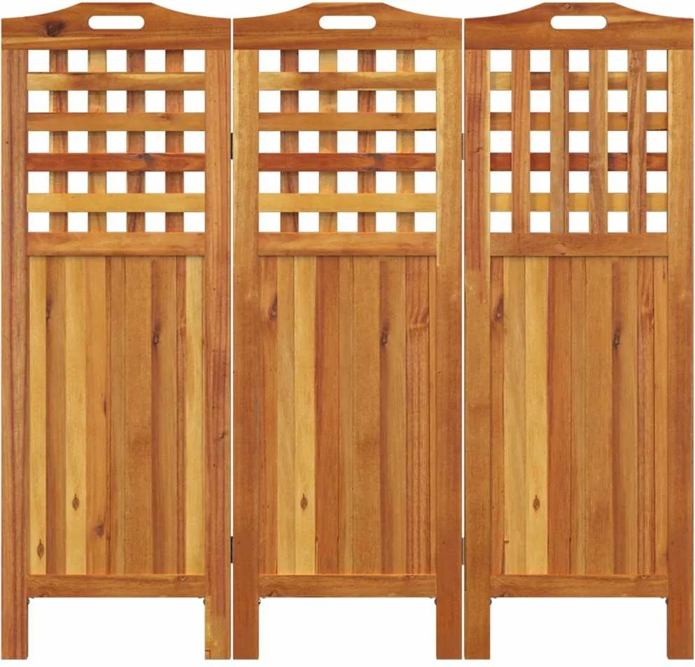 3dílný paraván 121,5 x 2 x 115 cm masivní akáciové dřevo 318546