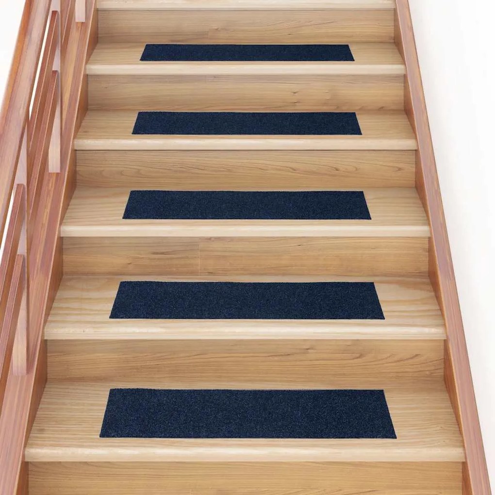 Schodové rohože samolepicí 15 ks 76 x 20 cm tmavě modré obdélníkové 326934