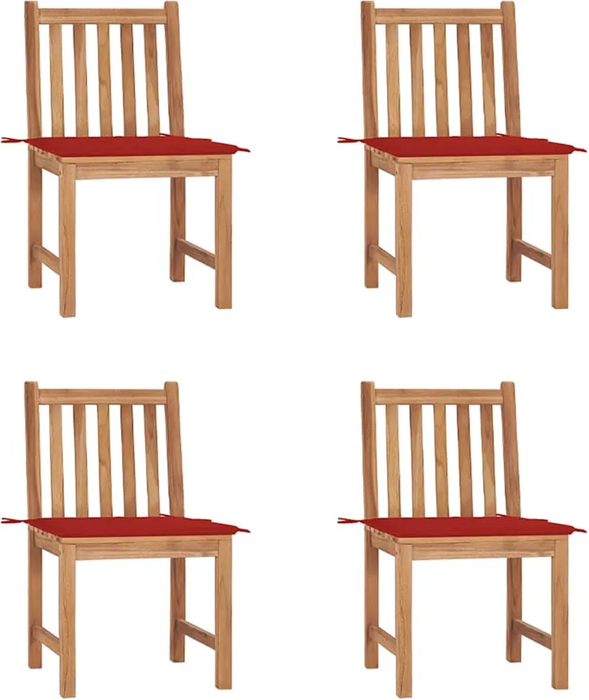 Zahradní židle 4 ks s poduškami masivní teak 3073094