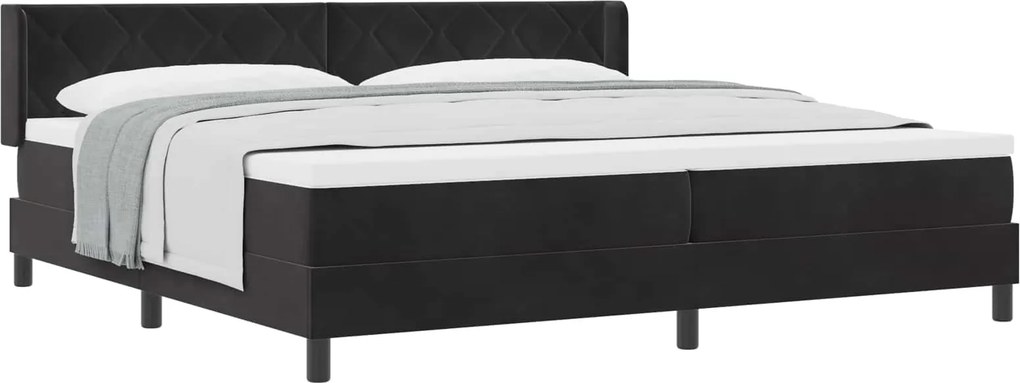 Postel s boxspringem s čelo Černý 200 x 200 cm samet 3341542
