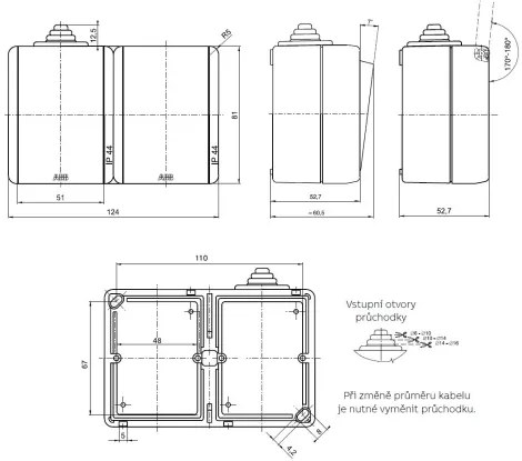 ABB Praktik kombinace vypínače č.6 a zásuvky hnědá 3932-20062 H