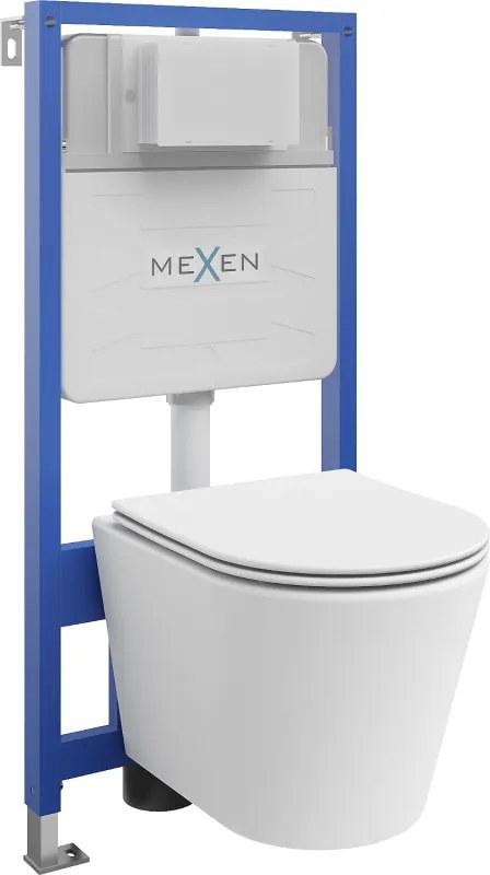 Mexen Rico podomítkový WC set rám Fenix Slim s WC mísou a pomalu padajícím sedátkem, bílý mat - 61030724001