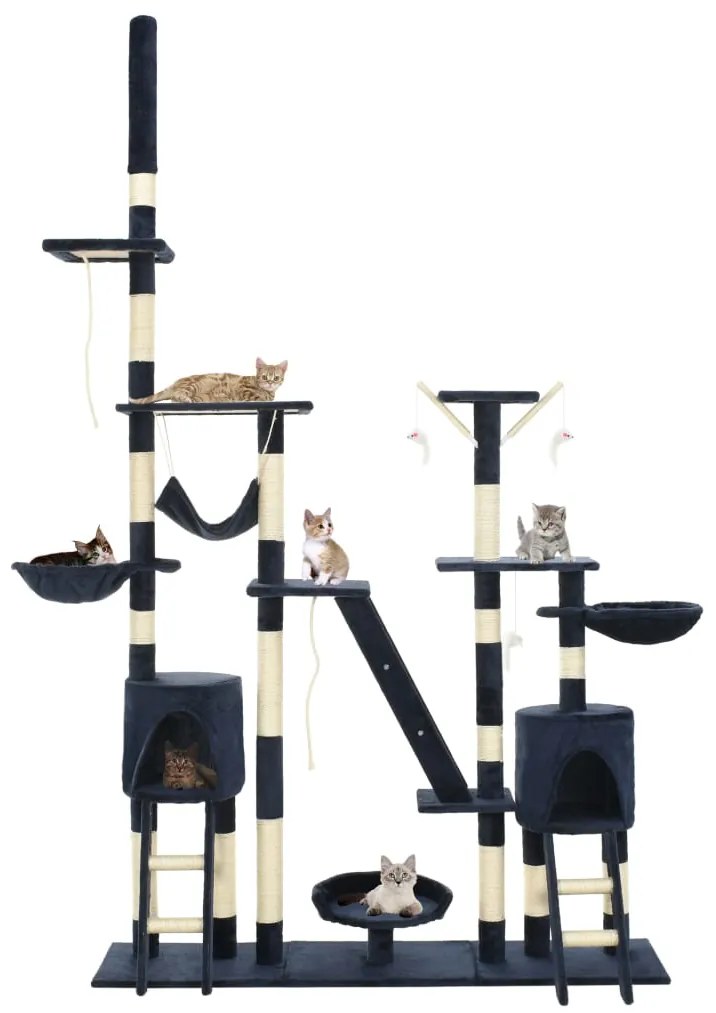 Škrabadlo pro kočky se sisalovými sloupky 230-250 cm modré 170621