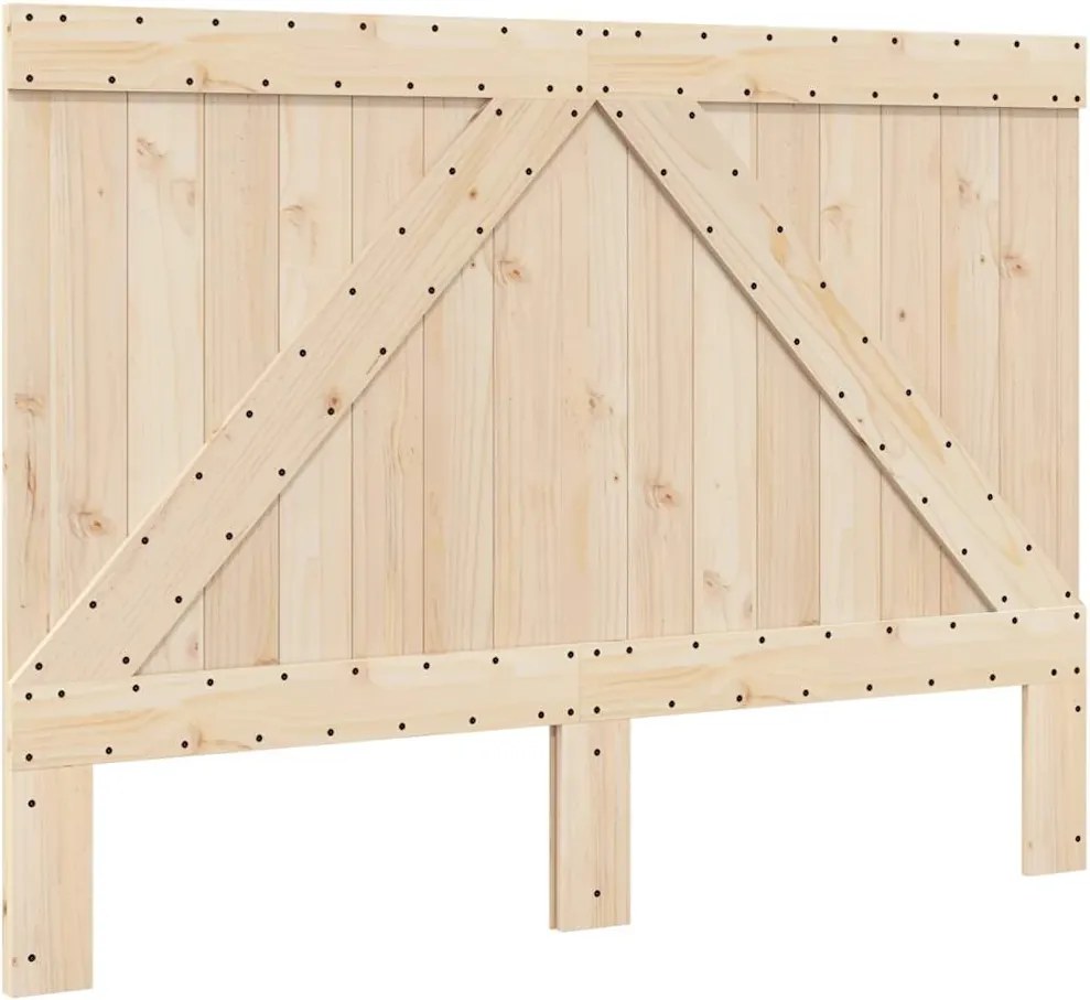 Rám postele s čelem šedý 140 x 200 cm masivní borové dřevo 3281564
