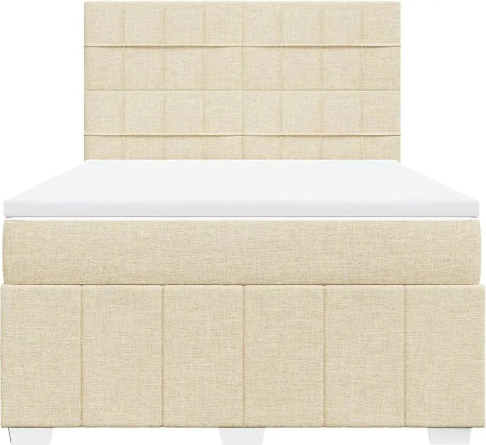Box spring postel s matrací krémová 140x190 cm textil 3293968