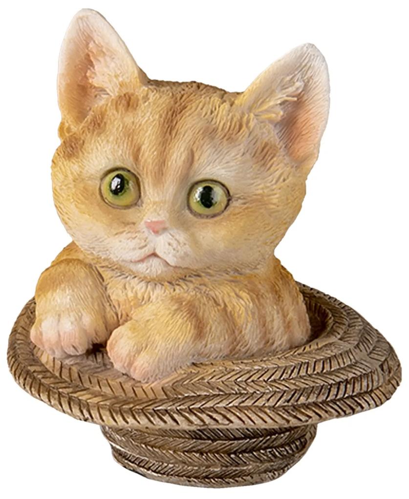 Dekorativní soška kočky v klobouku - 9*9*10 cm