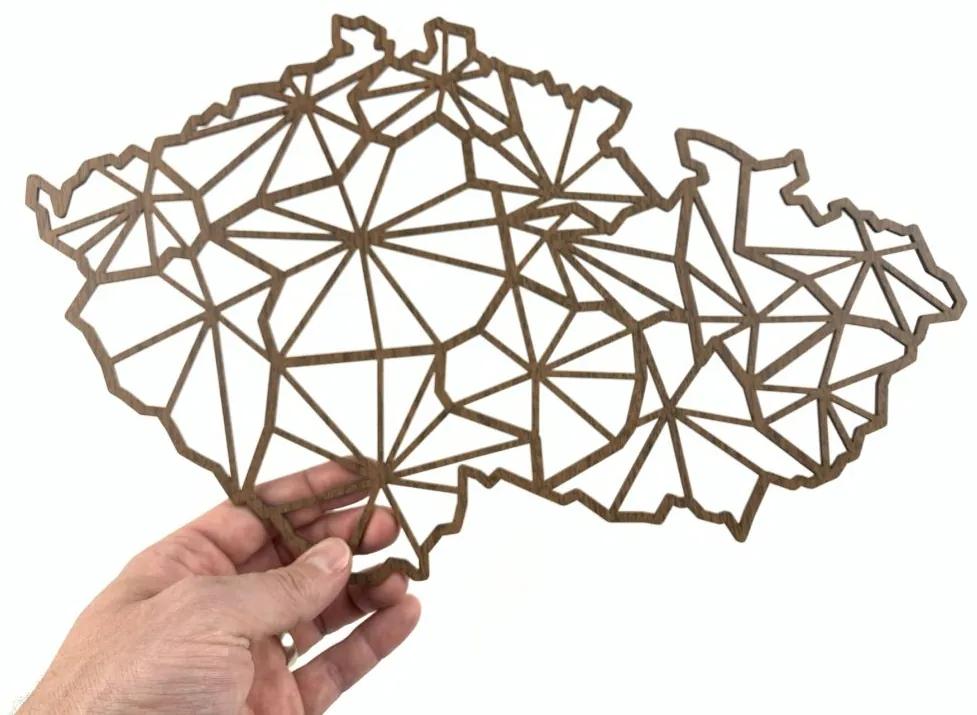 Dřevěná polygonální Mapa ČR na zeď od 2opice.cz Materiál: DUB SONOMA, Velikost (mm): 750 x 450