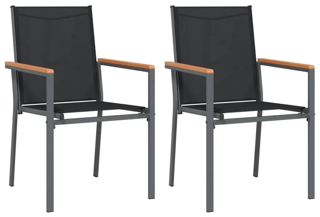 Zahradní židle 2 ks černé 55 x 61,5 x 90 cm textilen a ocel - Default Title