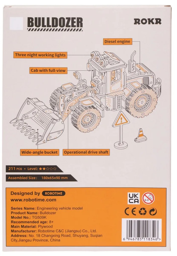 RoboTime 3D dřevěná mechanická skládačka Nakladač