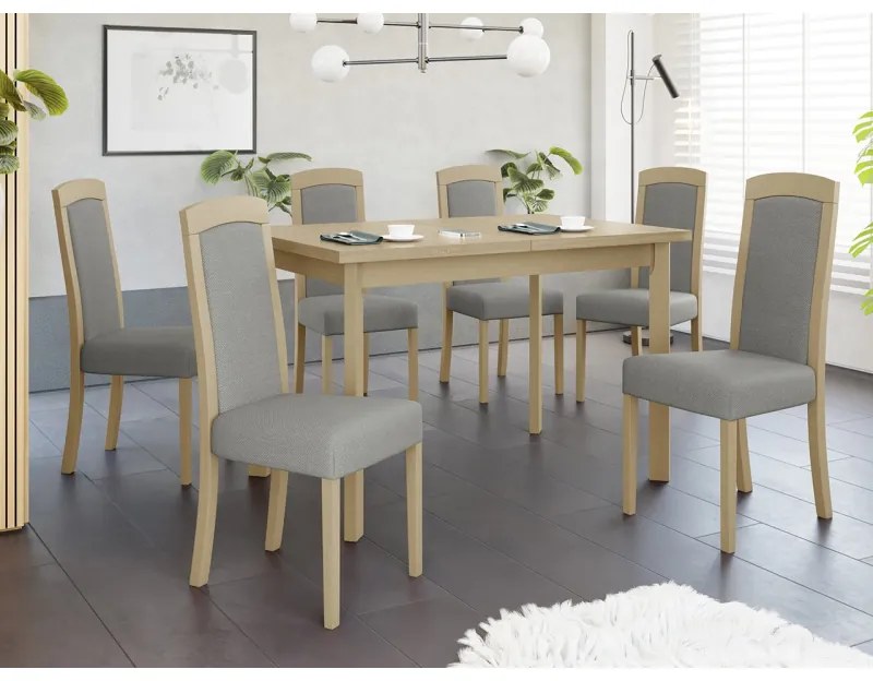 Rozkládací stůl se 6 židlemi - AL26, Barva dřeva: ořech-L, Potah: Paros 2