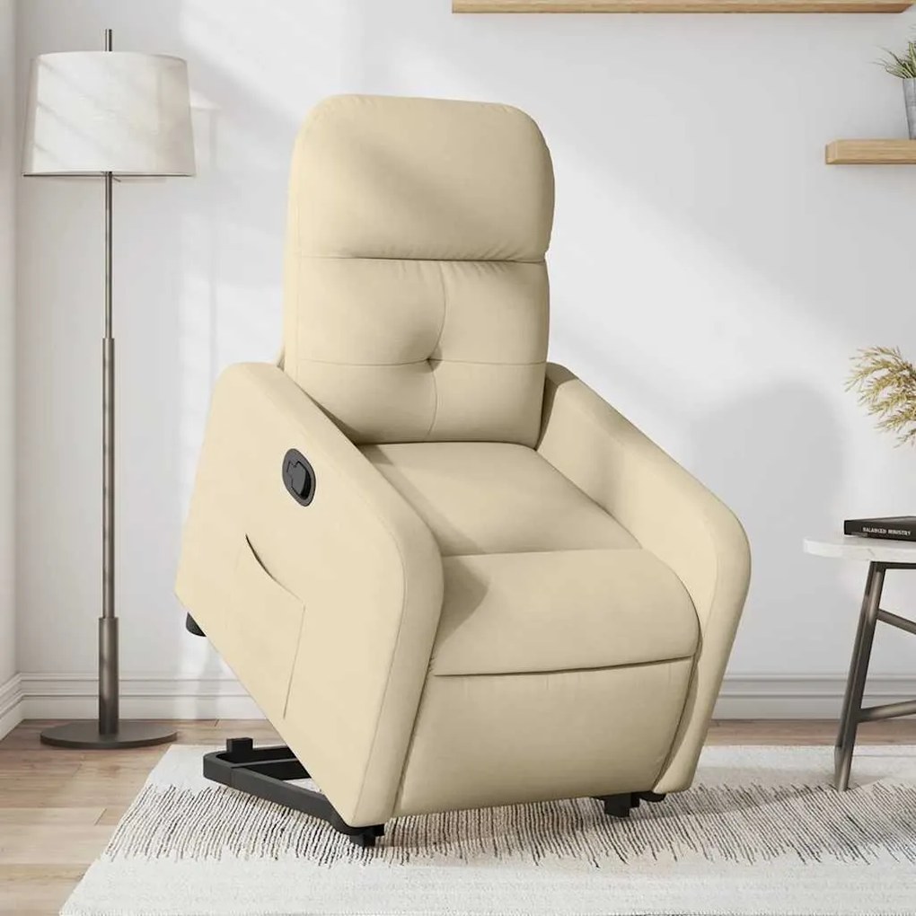 Zvedací polohovací křeslo krémové textil 3206803