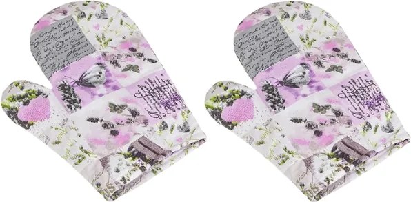 Bellatex Kuchyňská chňapka 2ks 28x18 cm Patchwork Lila, Šedá, Bílá