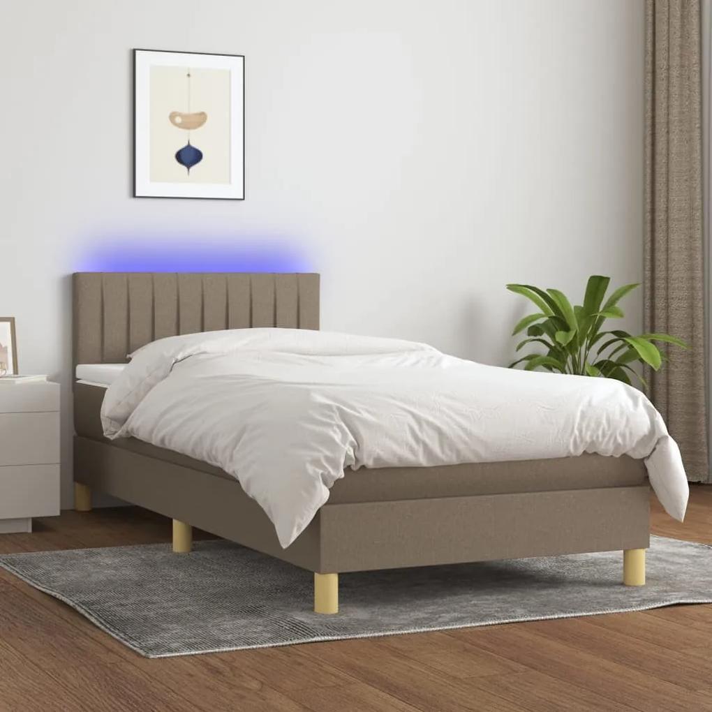 vidaXL Box spring postel s matrací a LED 90x200 cm textil [3133849] Barva: tmavě hnědá