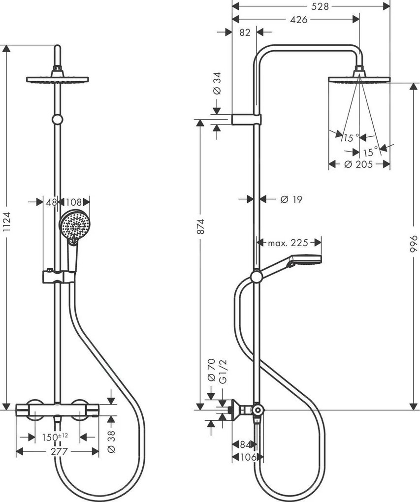 Hansgrohe Vernis Blend, sprchový set Showerpipe 200 s termostatem, Green, chromová, HAN-26318000