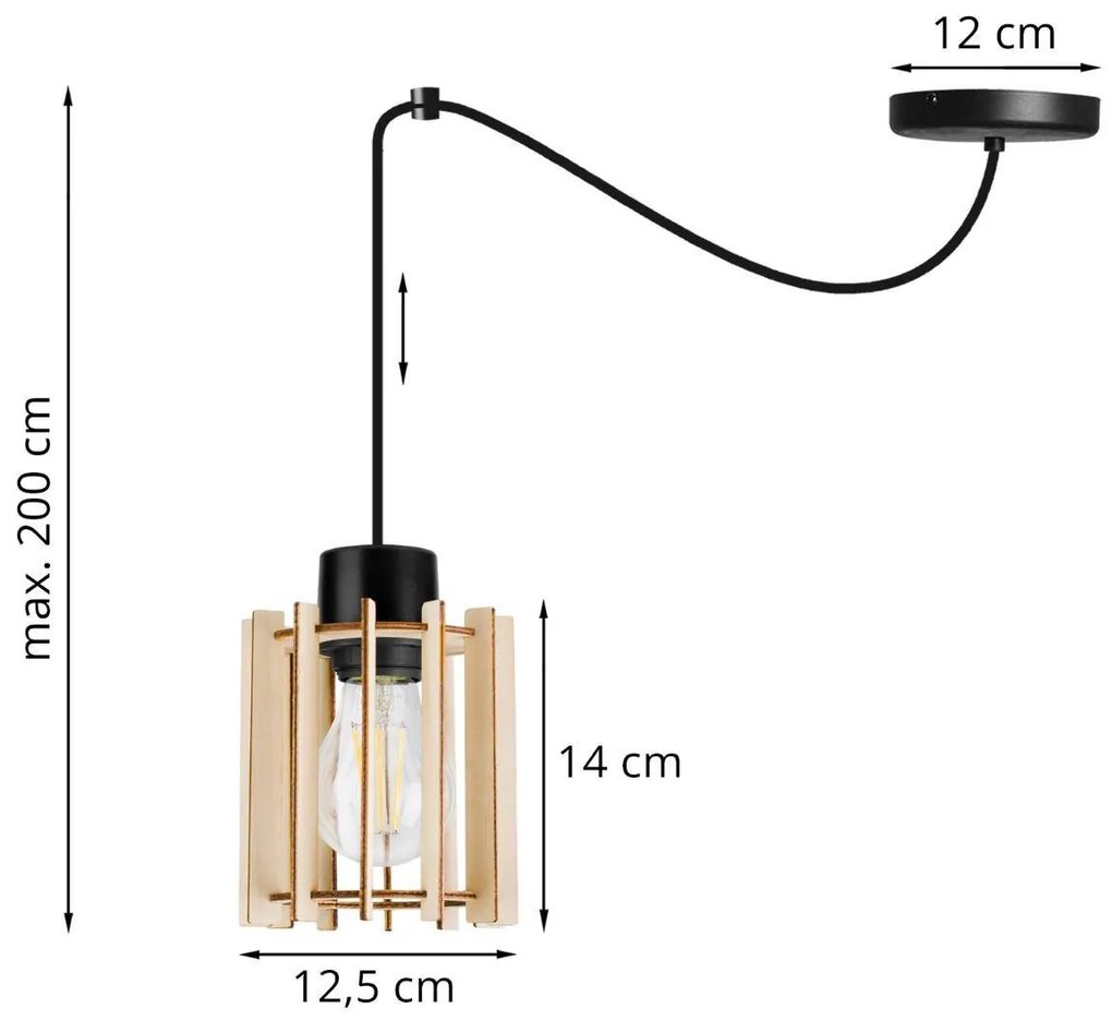 Závěsné svítidlo TIMBER SPIDER 7, 1x dřevěné stínítko