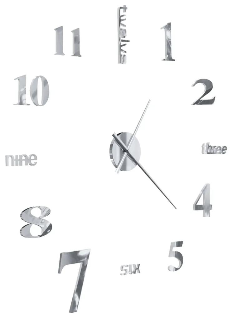 3D Nástěnné hodiny s moderním designem 100 cm XXL stříbrné - Default Title