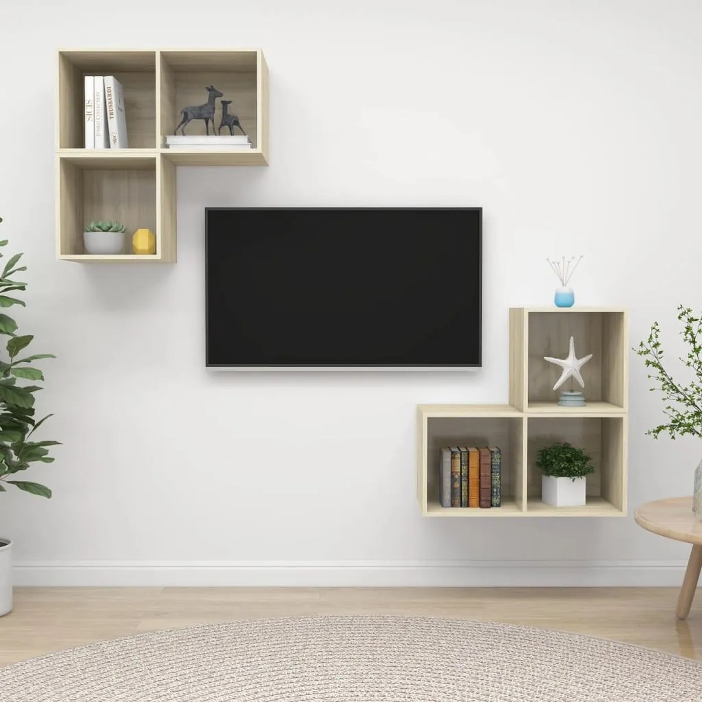 4dílný set TV skříněk dub sonoma kompozitní dřevo 3079766