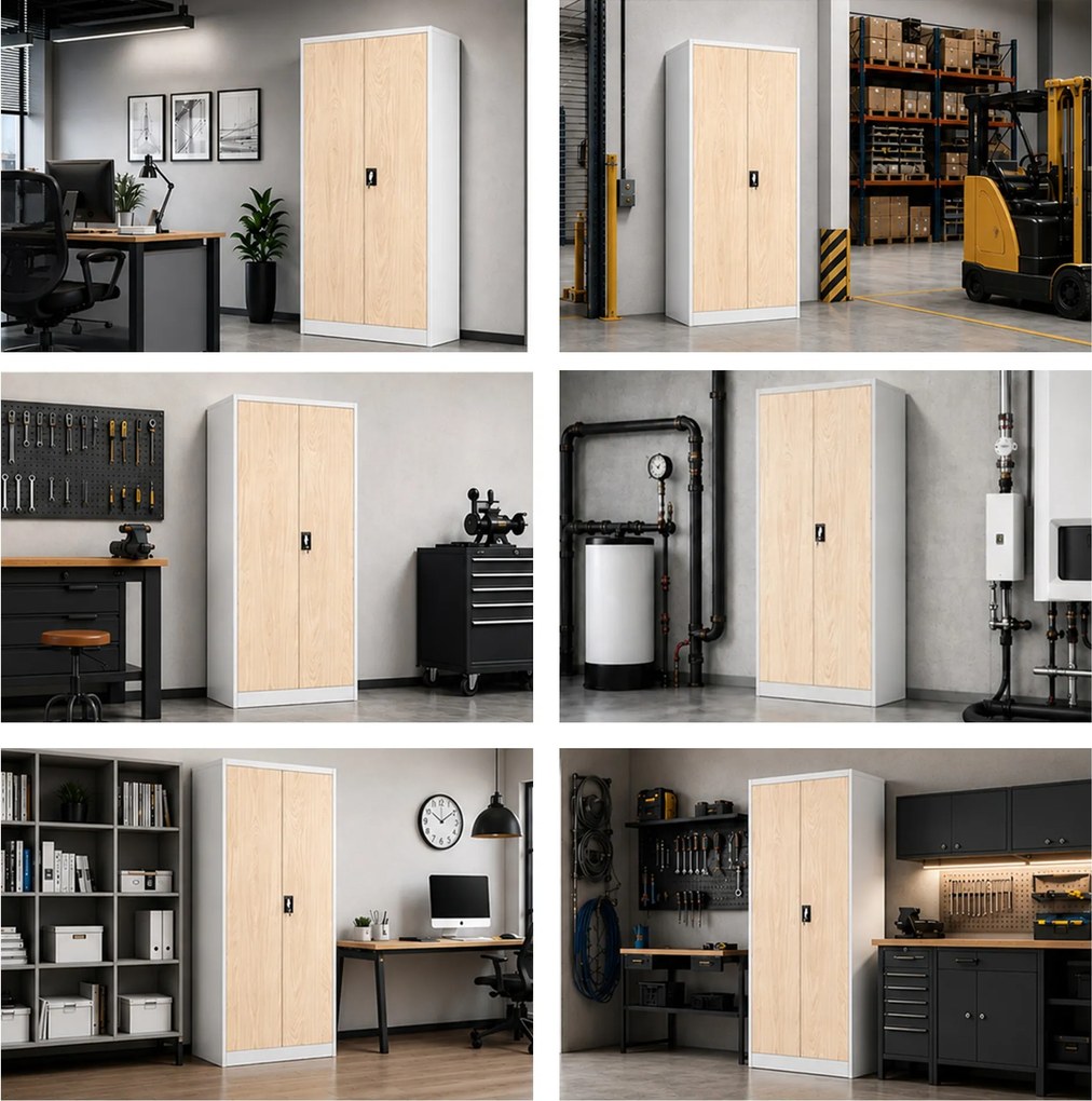 Kancelářská skříň na dokumenty šedá / dub sonoma: Eco Design JAN 900 x 1850 x 400 mm
