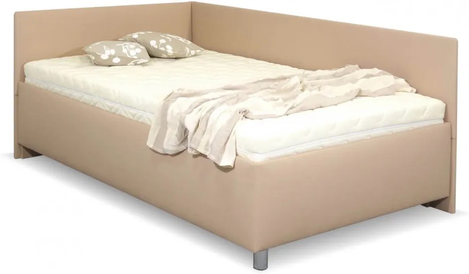 Zvýšená čalouněná postel s úložným prostorem Ryana, 140x200, světle hnědá INTENA