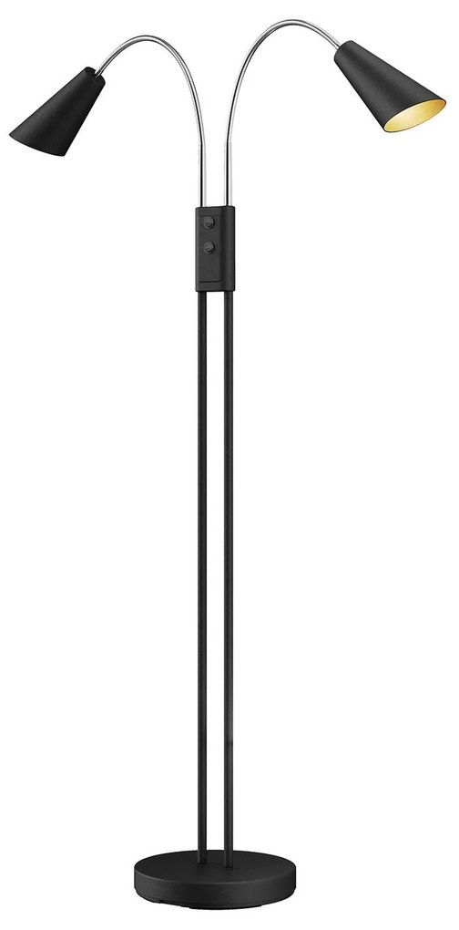 Lucande Medira stojací lampa, dvoužárovková, černá