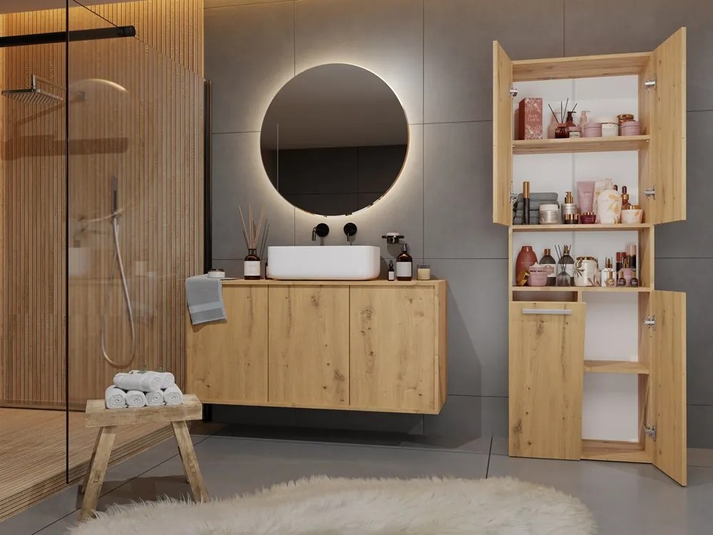 Koupelnový sloupek s košem na prádlo NEL 1K DK dub artisan