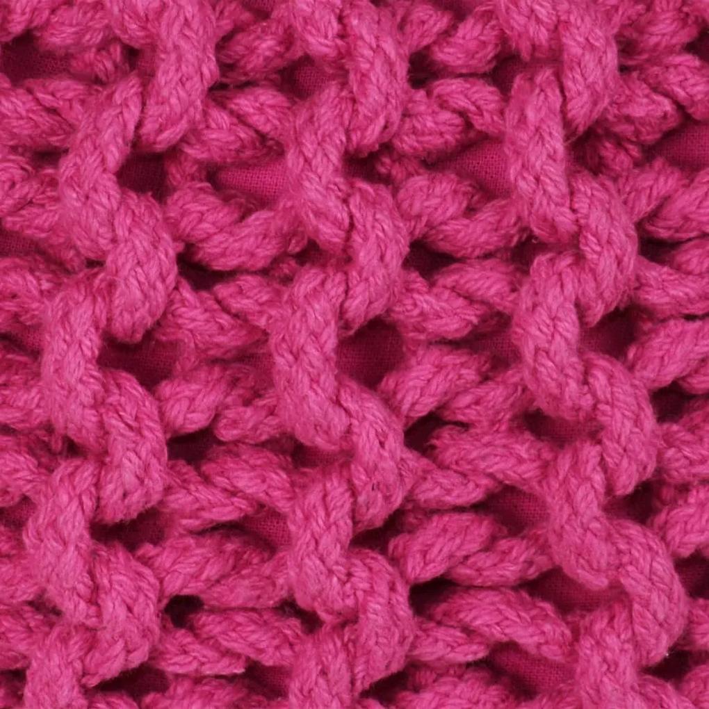 vidaXL Ručně pletený bavlněný taburet 50 x 35 cm [245075] Barva: Růžová