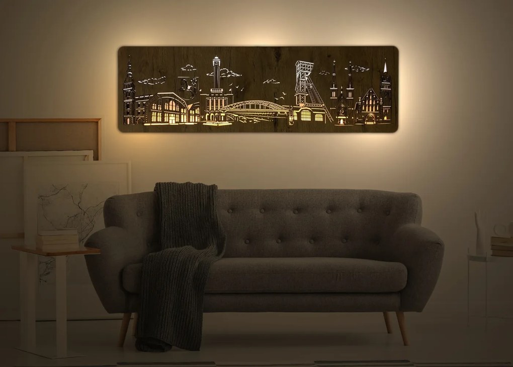 Li-Go "Ostrava" světelný obraz 230V 130x40 cm provedení povrchu: dub světlý