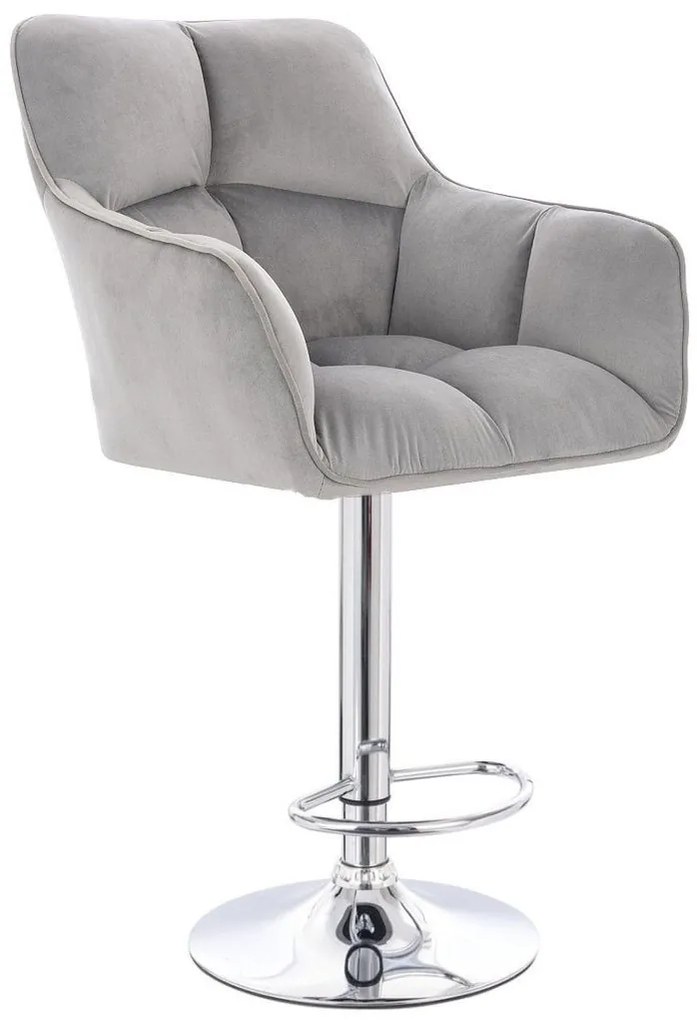 LuxuryForm DESIGN Barová židle AMALFI VELUR na stříbrné kulaté podstavě - světle šedá