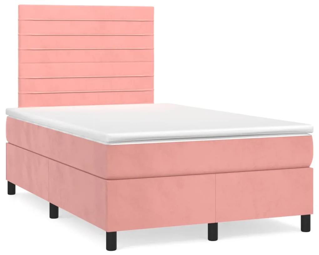 Box spring postel s matrací růžová 120x190 cm samet,  3270006