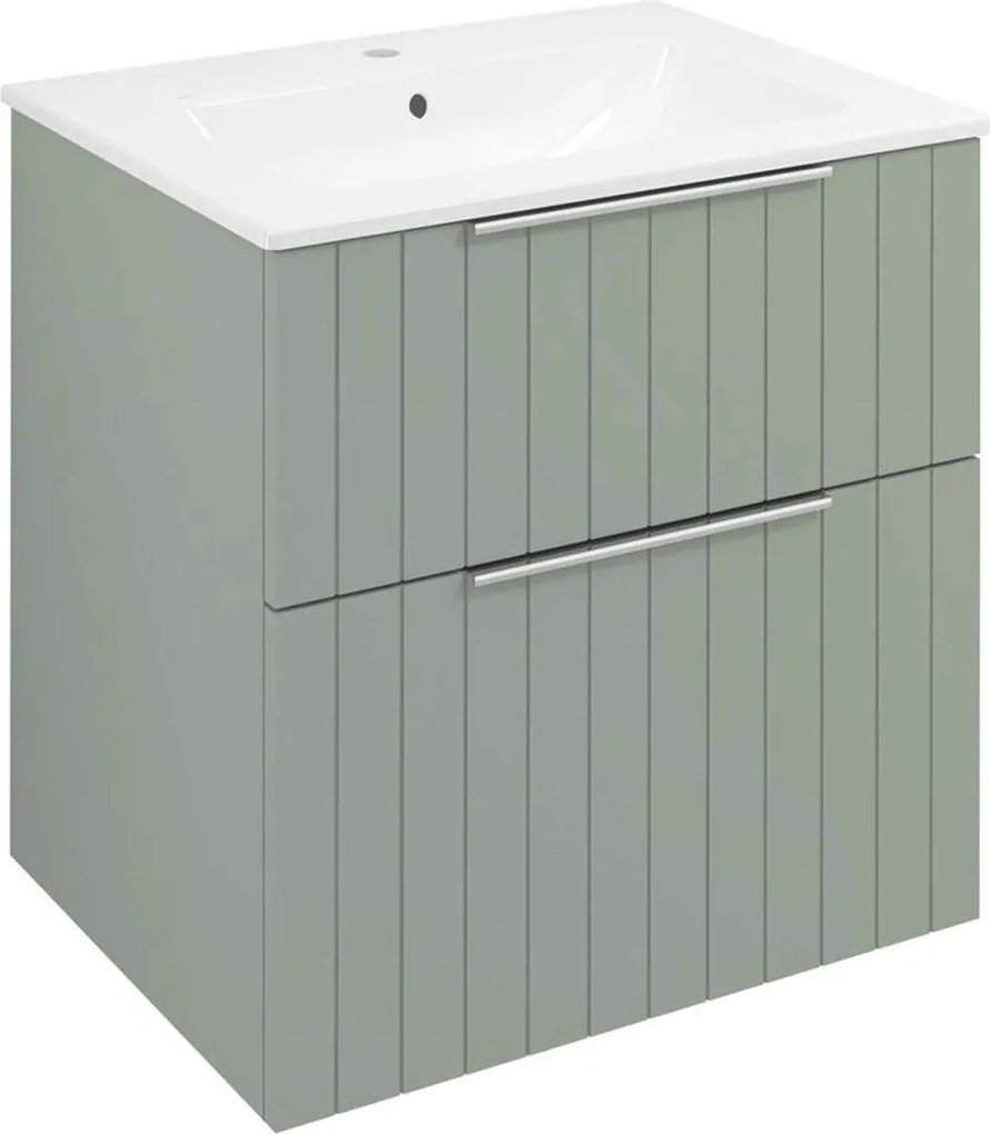 Sapho Cirasa - Umyvadlová skříňka Strip 59x64x46 cm, 2x zásuvka, verde CR601-4444S