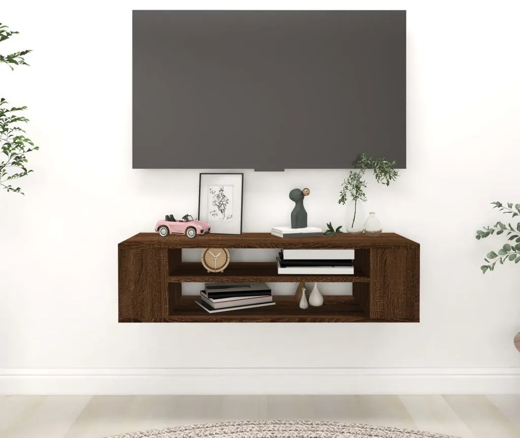 Závěsná TV skříňka hnědý dub 100x30x26,5 cm kompozitní dřevo