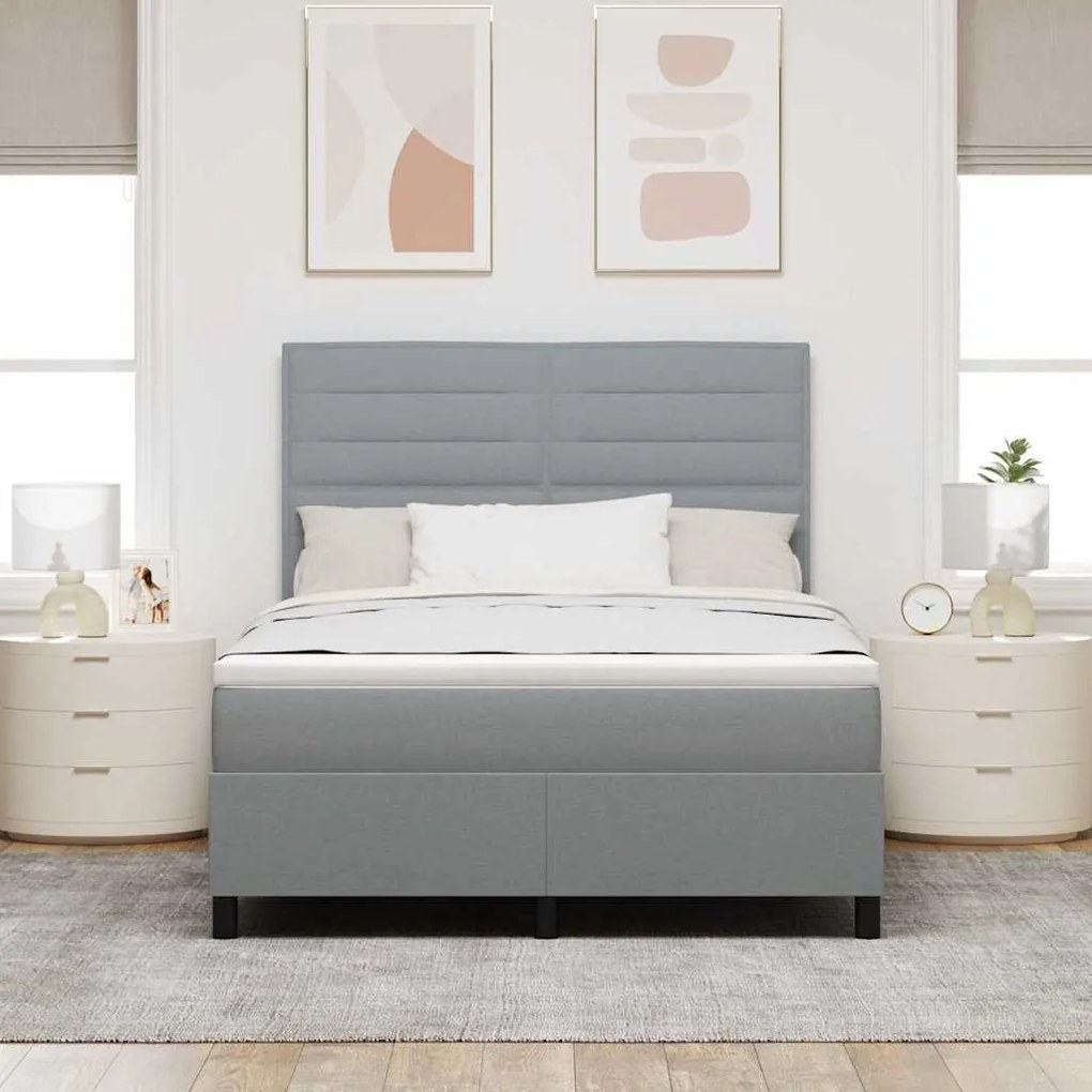 Postel s boxspringem s matrací Světle šedá 140 x 200 cm textil 3339315